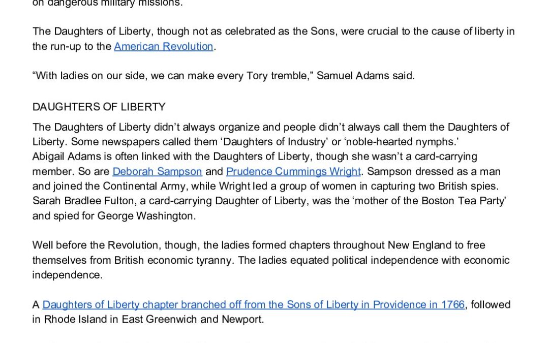 How the Daughters of Liberty Fought for Independence - American ...
