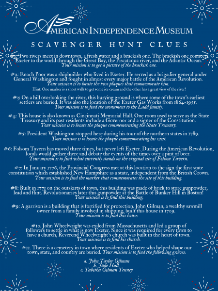 Scavenger Hunt Clues & Rules- Website - American Independence Museum